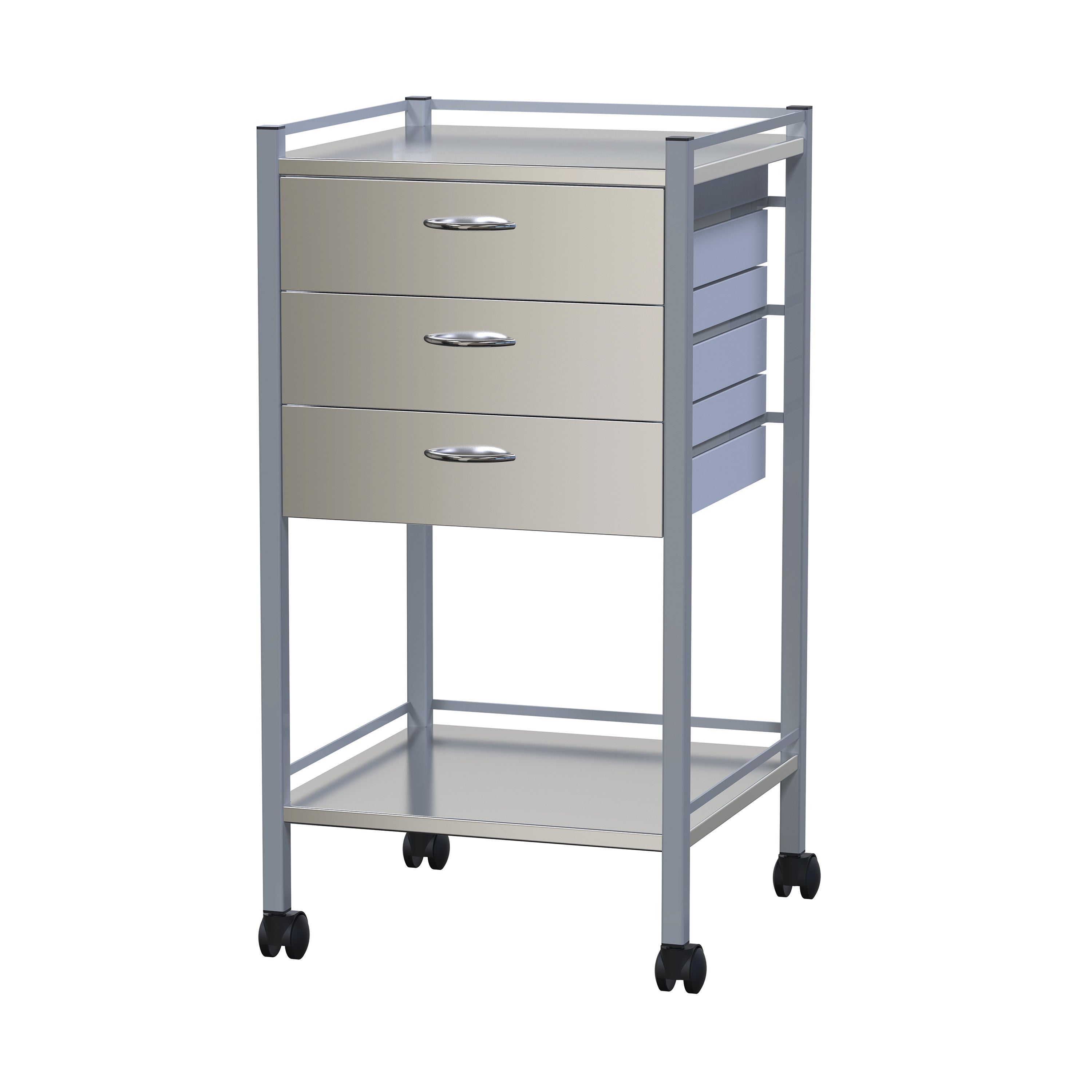 NOVA TROLLEY- 490 X 490 X 900MM HIGH - 3 X DRAWER - EPOXY COATED ...