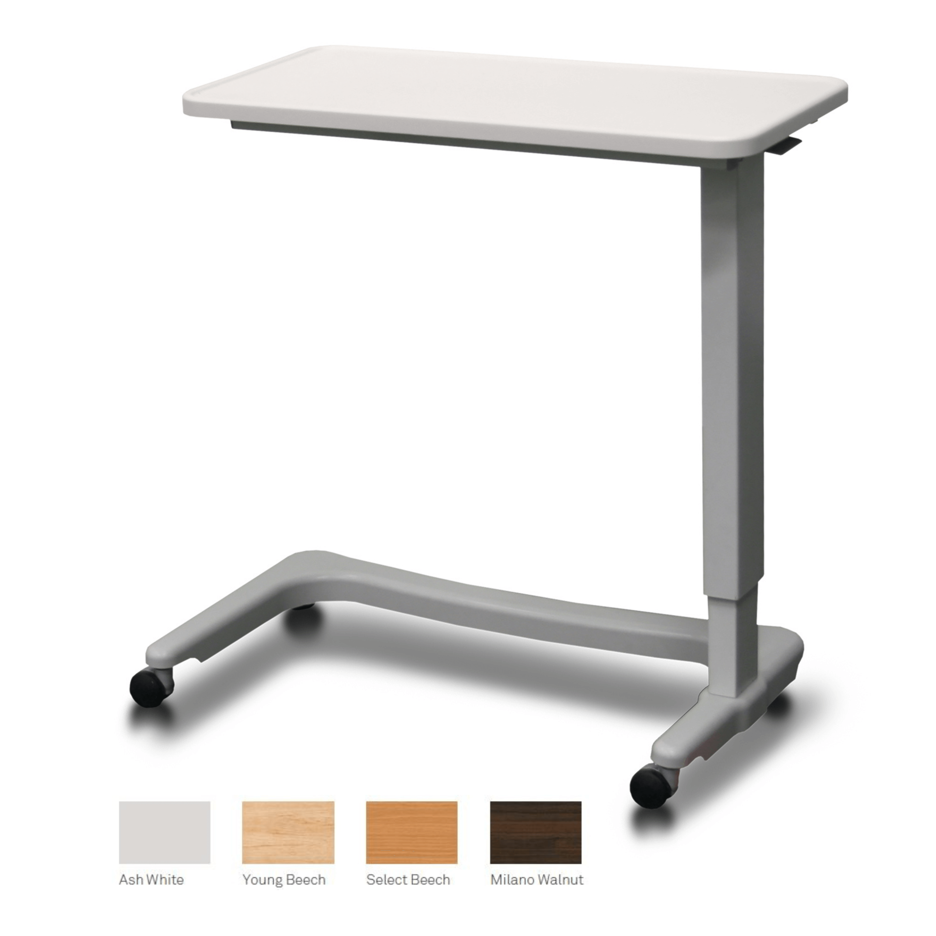 Fixed Top Overbed Table- Assisted Lift Height, Ash White - 2 – AxisHealth